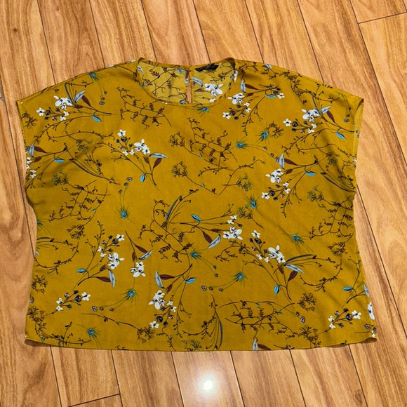 SHEIN | Tops | Yellow Boxy Blouse With Mandarin Collar | Poshmark
